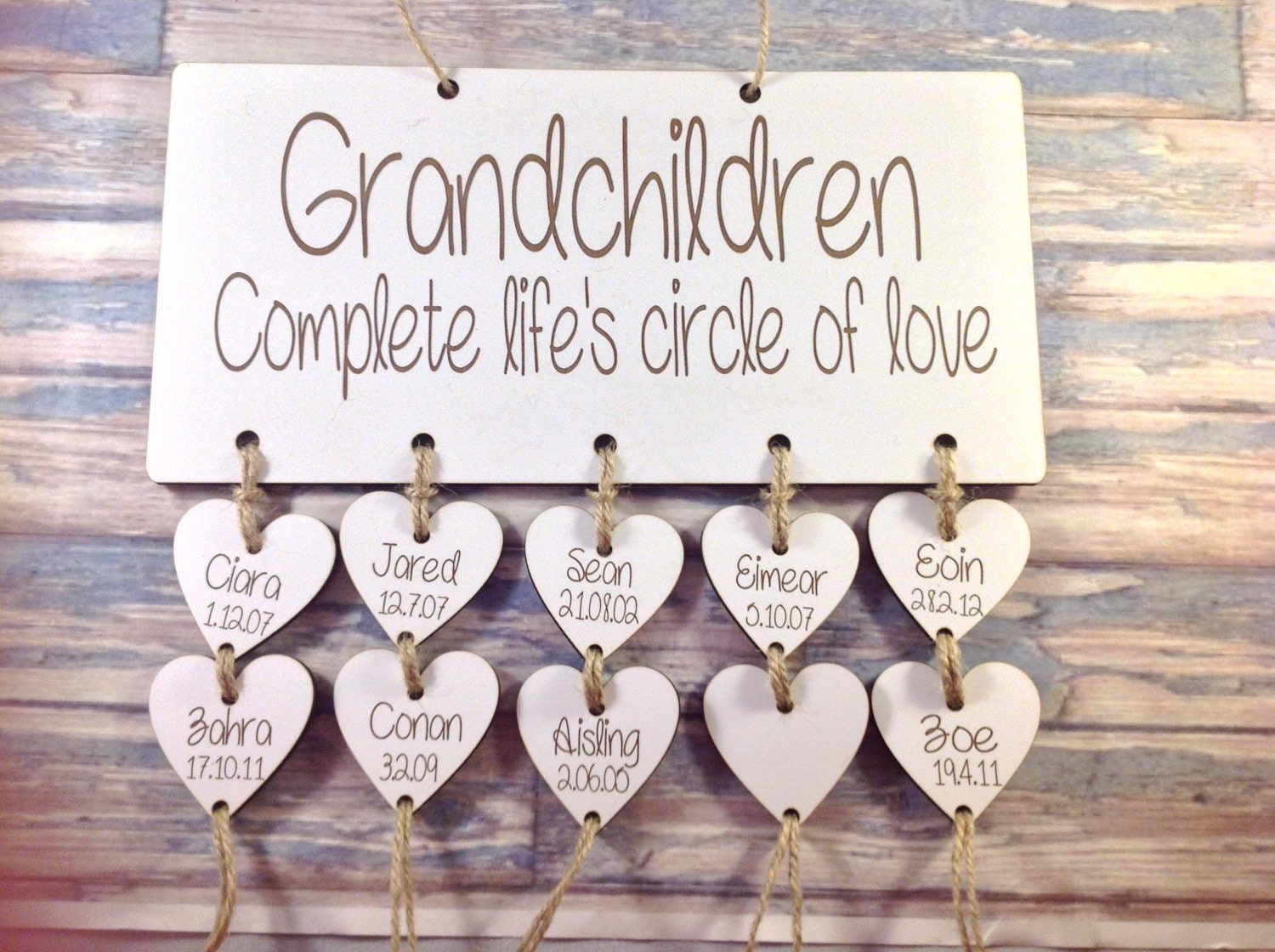 Personalised Wooden grandchildren sign mothers day | Etsy