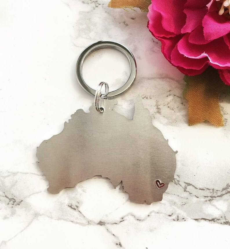 Australia Country map place Shape Hand Stamped Keyring. | Etsy