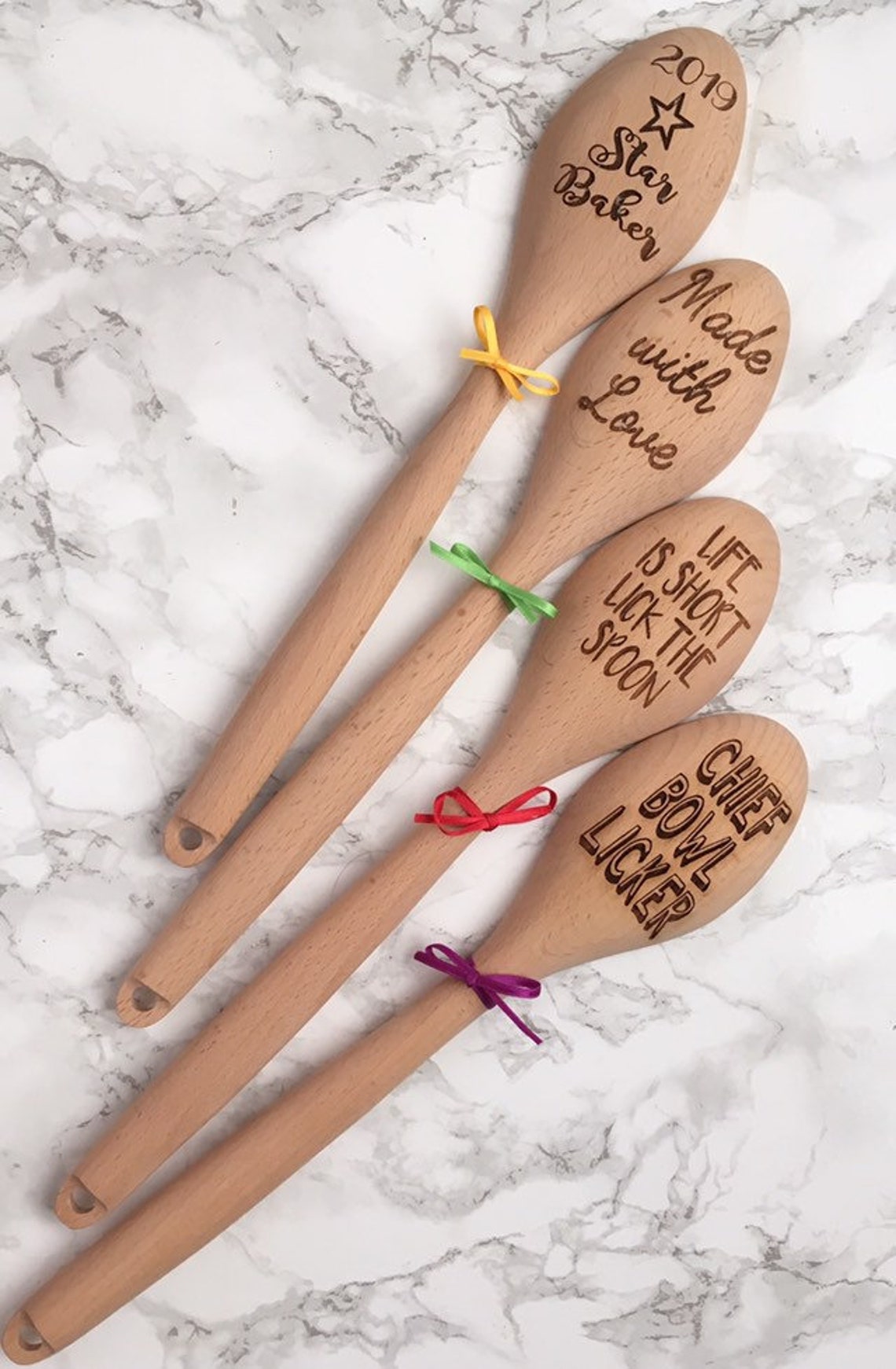 Wooden Spoon- Made With Love Laser Engraved Personalised Spoon - Etsy