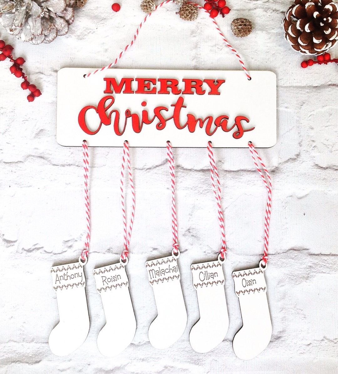 Christmas Stocking Personalised Family Plaque - Etsy