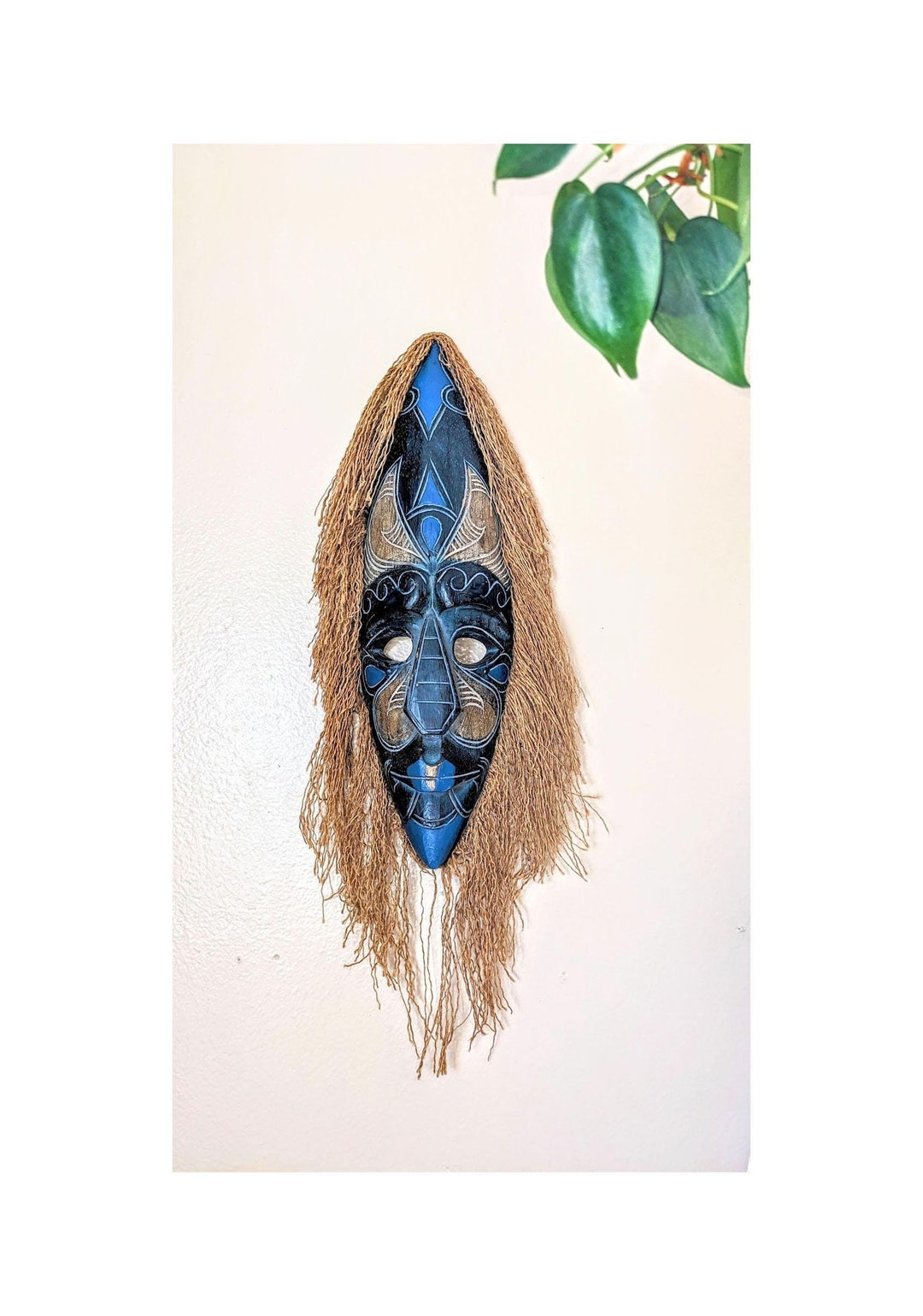 African Wooden Mask/african Tribal Mask/african Wall Decor/warrior Face ...