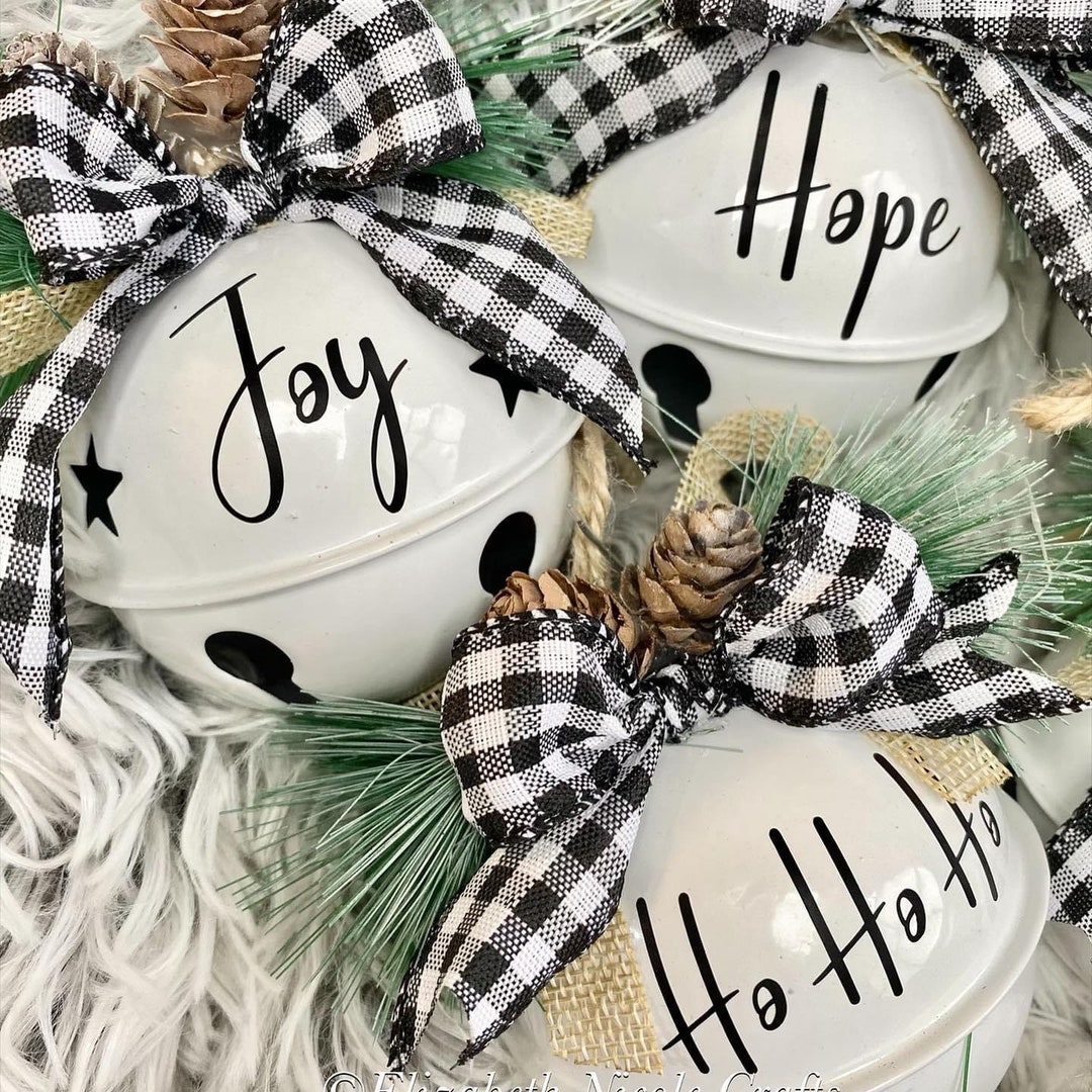 Black and White Buffalo Plaid Farmhouse Bell Ornament - Etsy