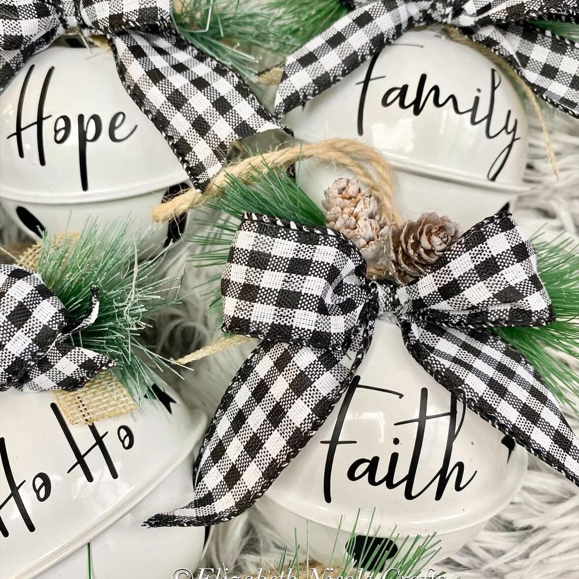 Black and White Buffalo Plaid Farmhouse Bell Ornament - Etsy
