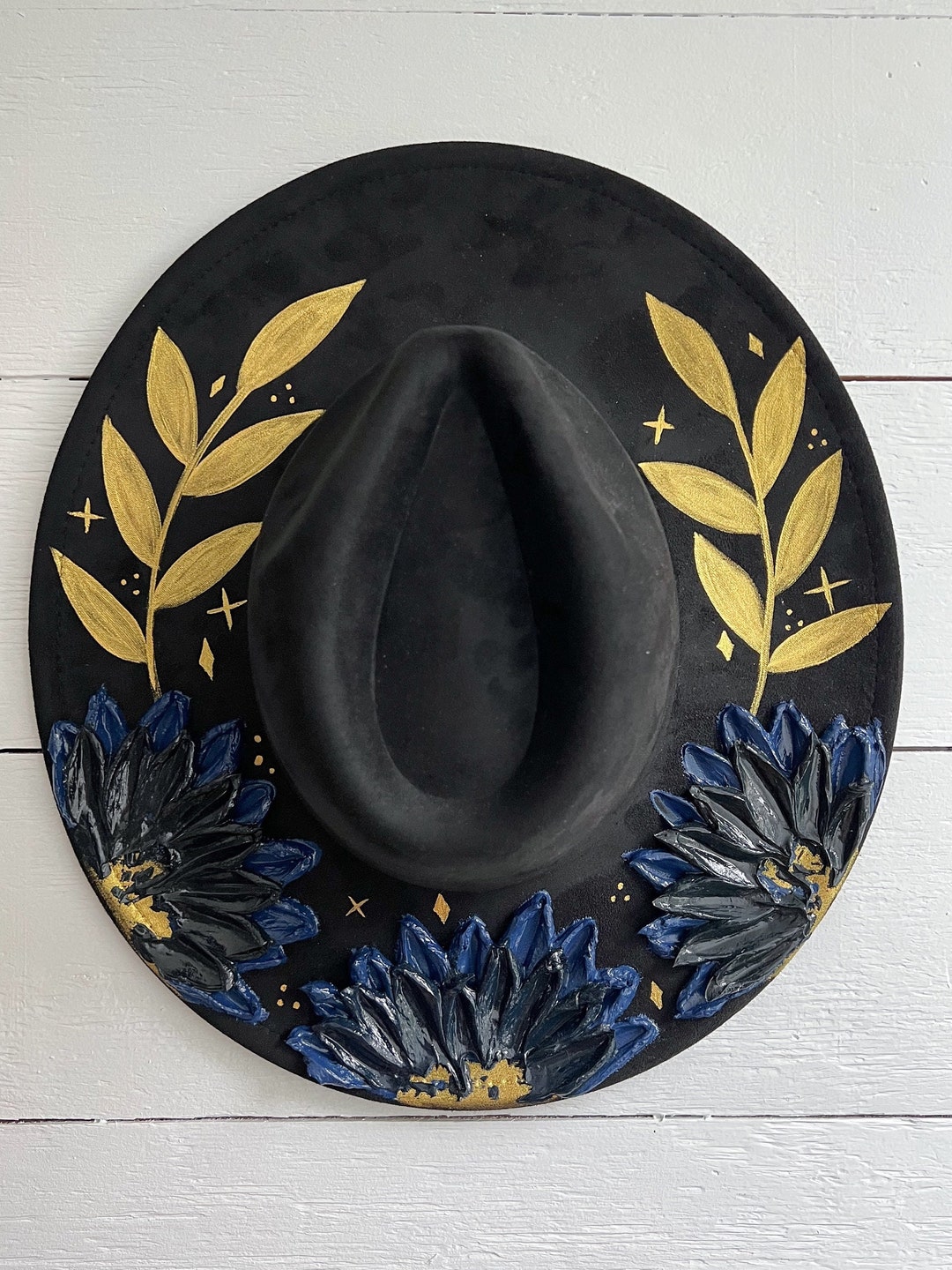 Flower Hat - Rancher Hat Thick Paint Hat - Boho Wide Brim Hat ...