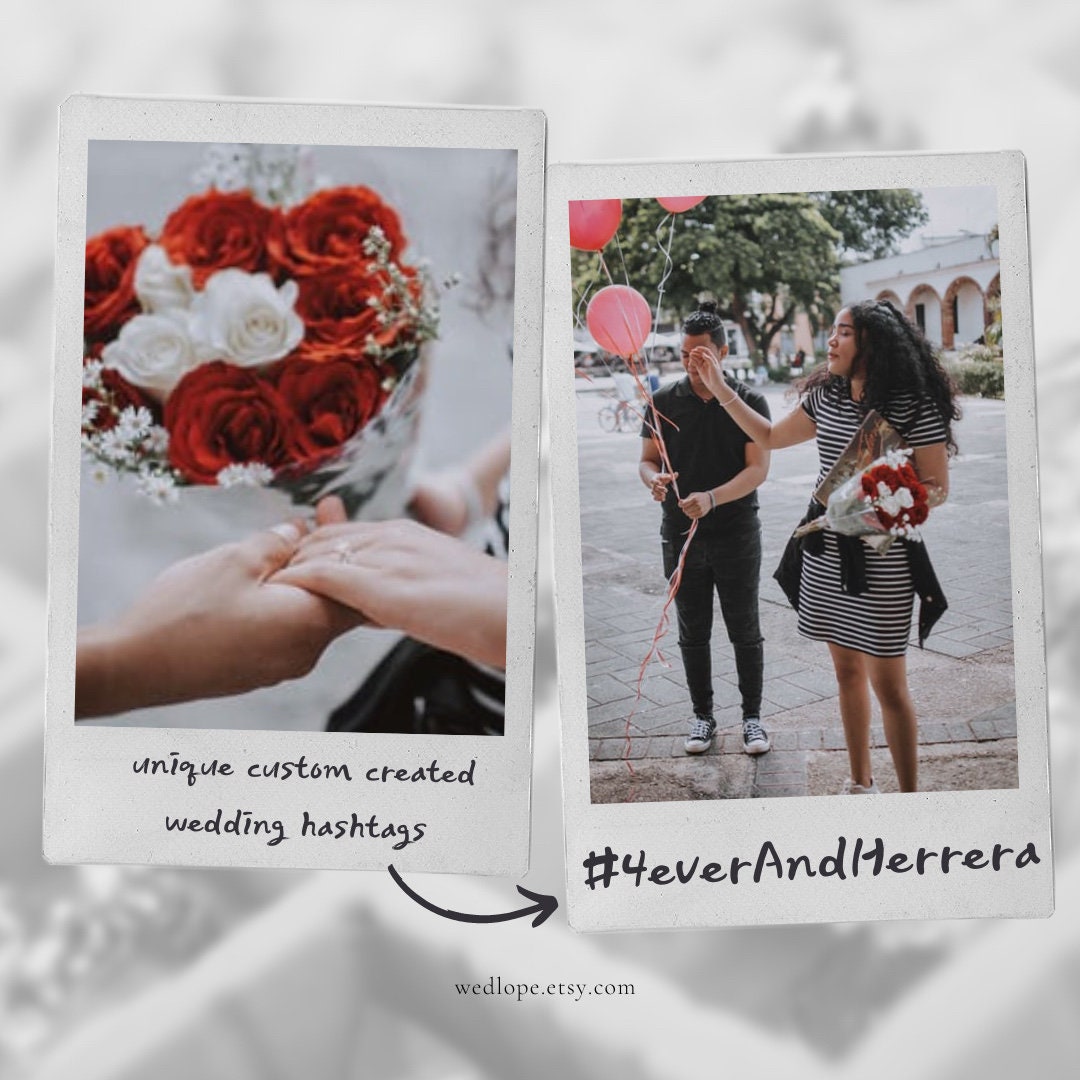 Five Wedding Hashtags - Digital Custom Wedding Package. Personalized ...