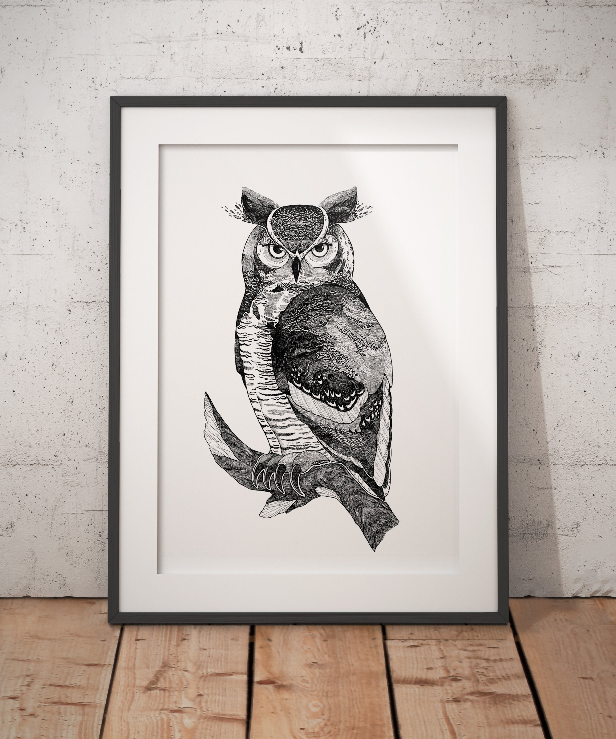 Great Horned Owl Wildlife A3 A4 Print - Etsy