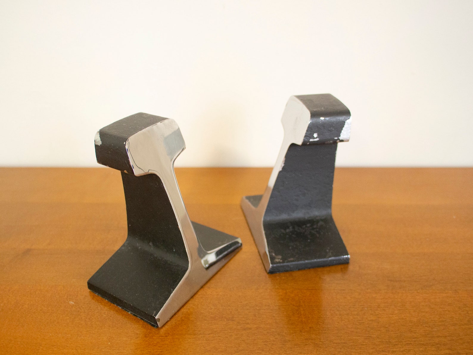 Mid Century Modern Rail Bookends Nickel Plate Railroad Tie - Etsy