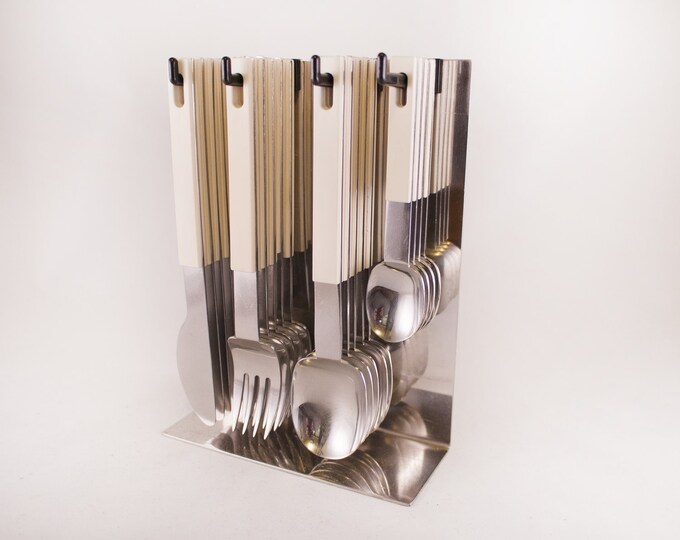 Postmodern Flatware by Abert Italy Nicrosil Pattern White Stainless ...