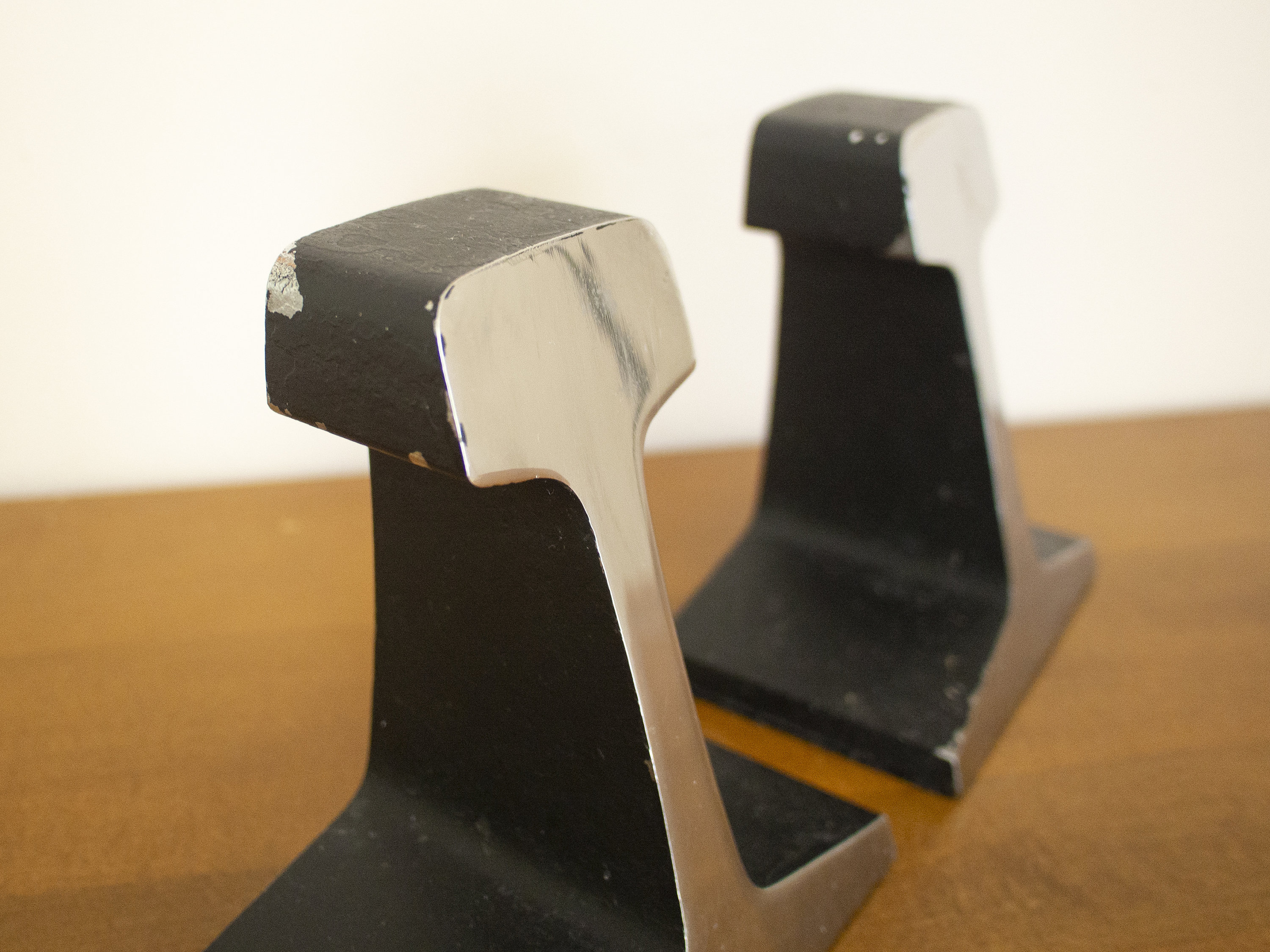 Mid Century Modern Rail Bookends Nickel Plate Railroad Tie Aubock ...