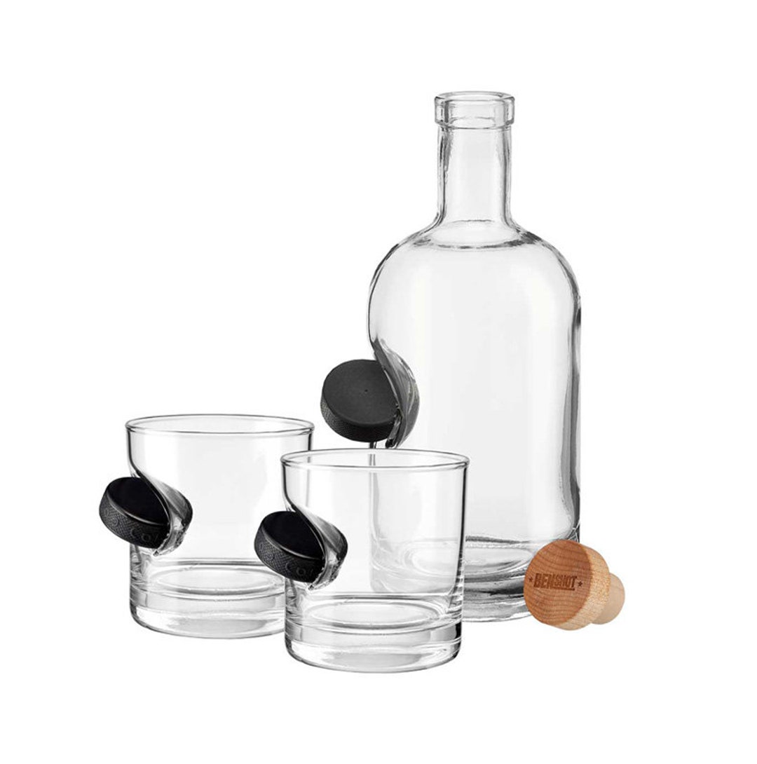 Benshot Hockey Puck Decanter and Rocks Glass Set - Etsy