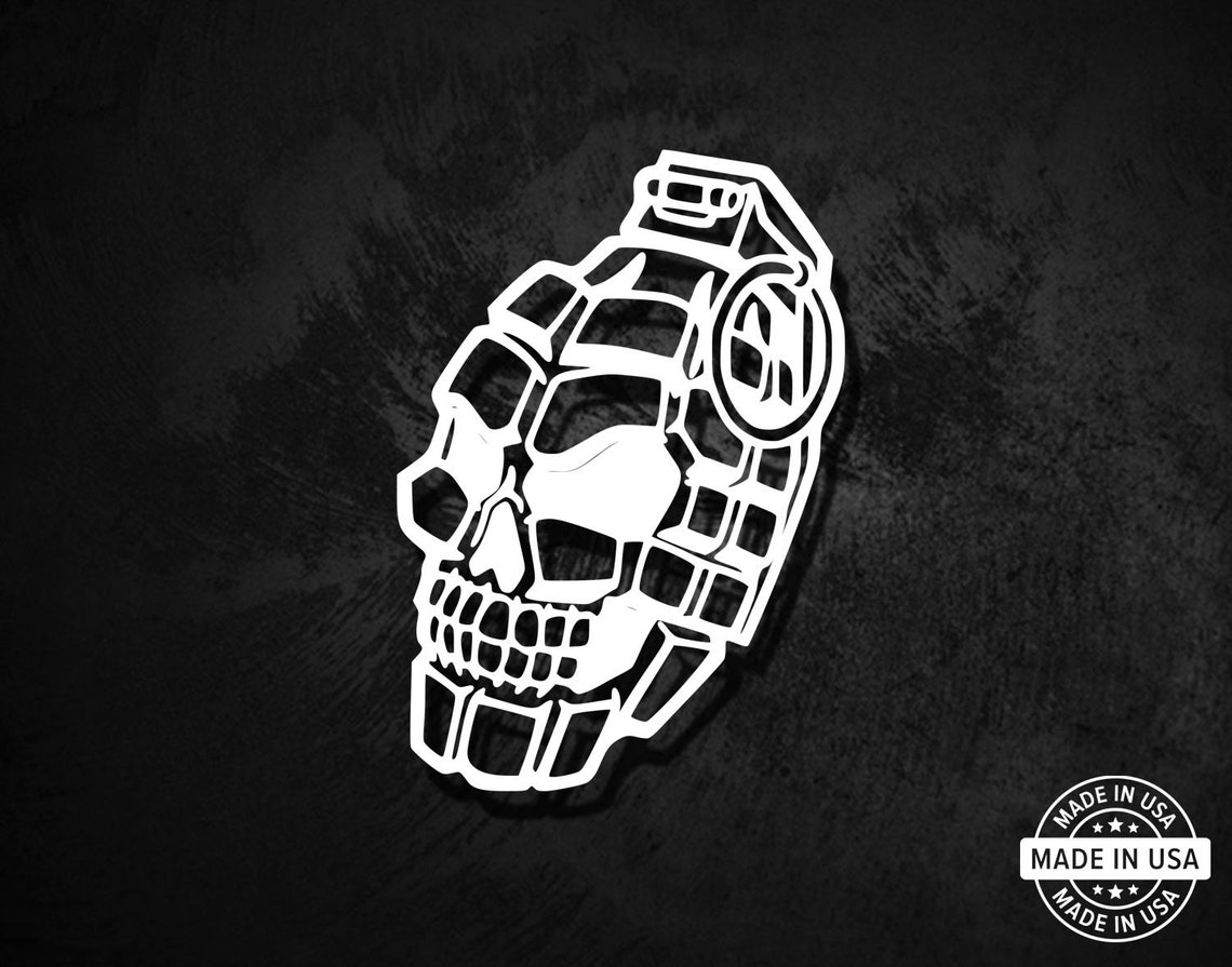 Grenade Skull Vinyl Die Cut Decal/sticker - Etsy