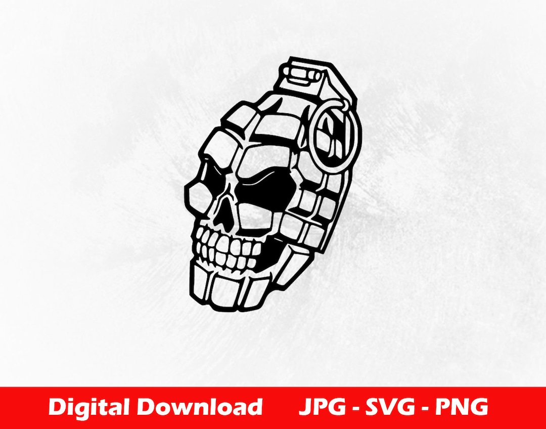Grenade Skull Design - PNG, SVG, JPG Digital Download / Grenade, Skull ...