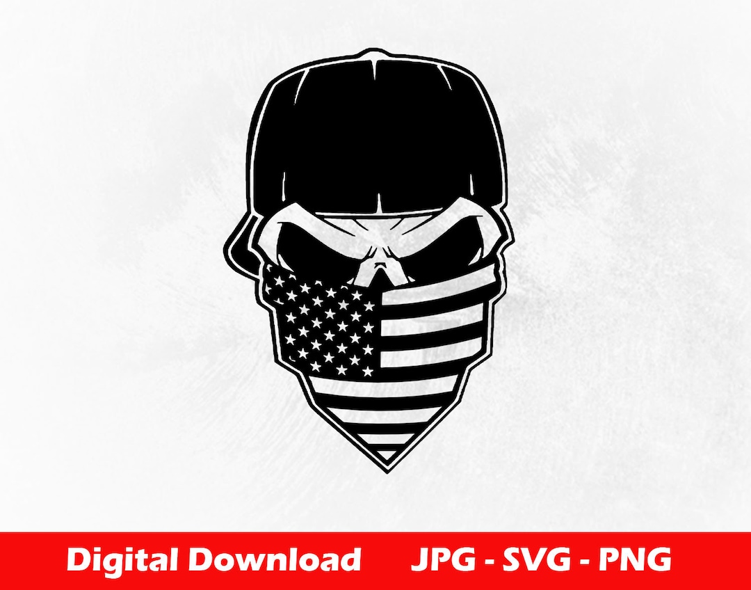 American Flag Skull Bandana Design - PNG, SVG, JPG Digital Download ...