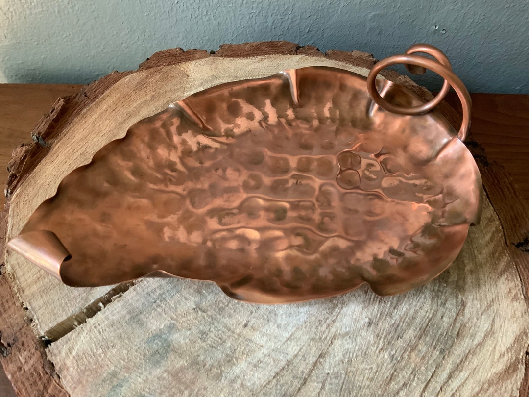 Gregorian MCM Solid Copper Leaf Plate - Etsy