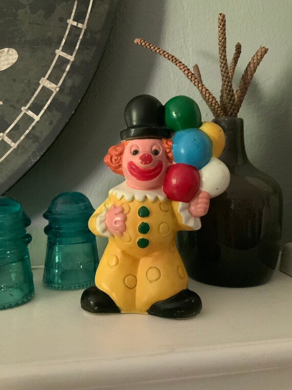 Vintage Plastic Clown With Balloons Coin Bank | Etsy