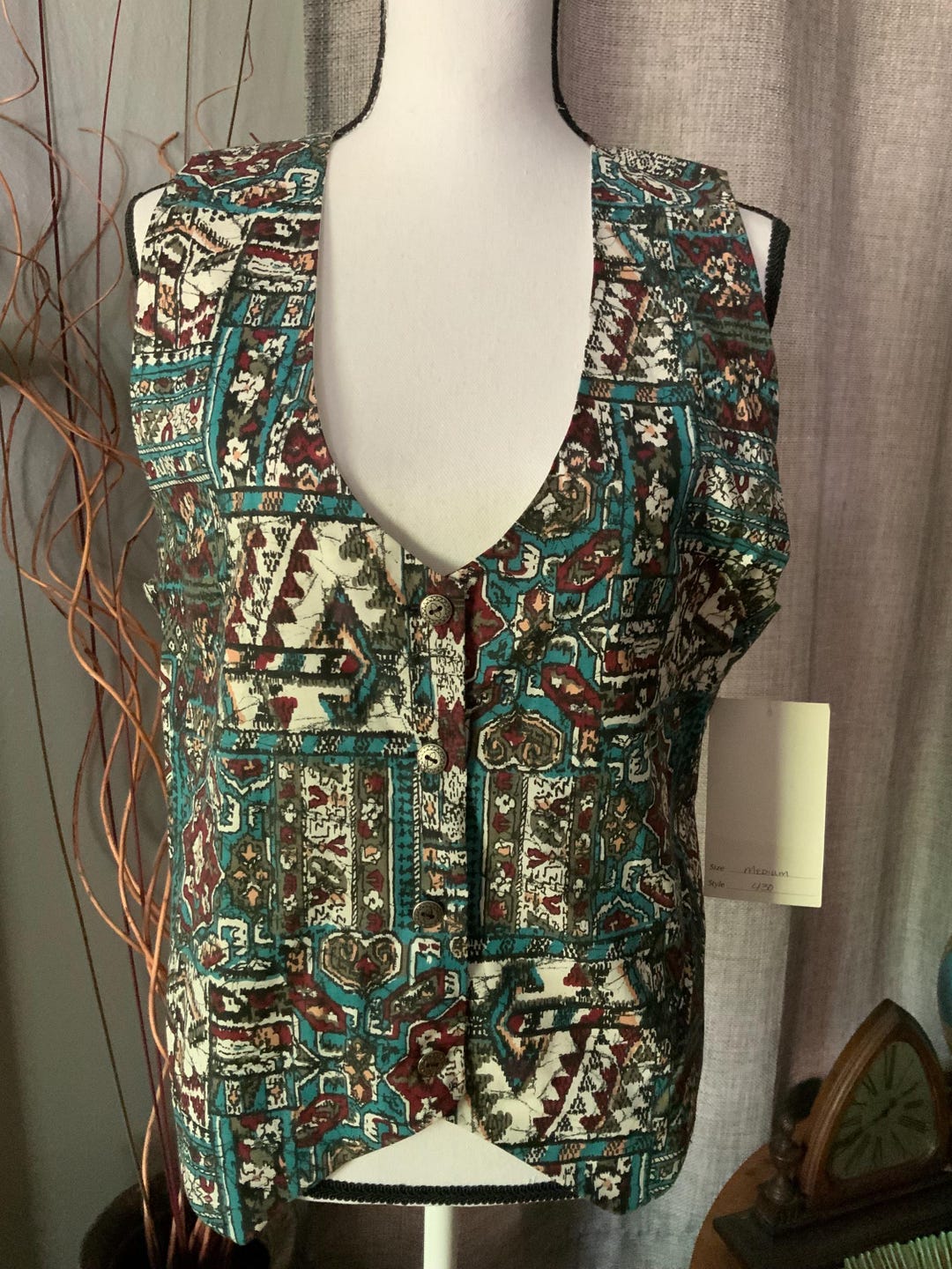 Vintage NOS Multi-colored Vest by Carefree Fashions (USA), Size Medium ...