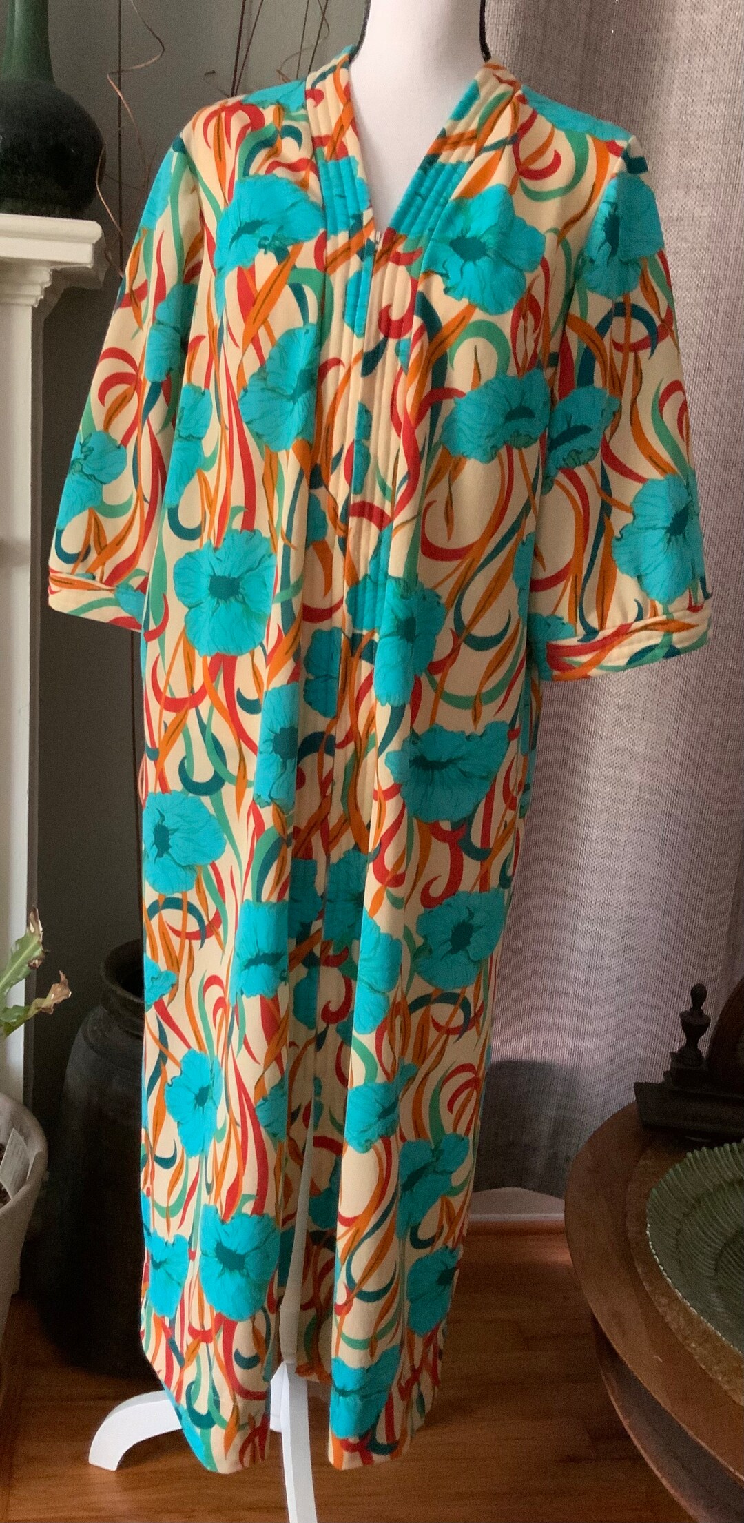 1960s/1970s Sears Take-a-long Turquoise Lily Dressing Gown - Etsy