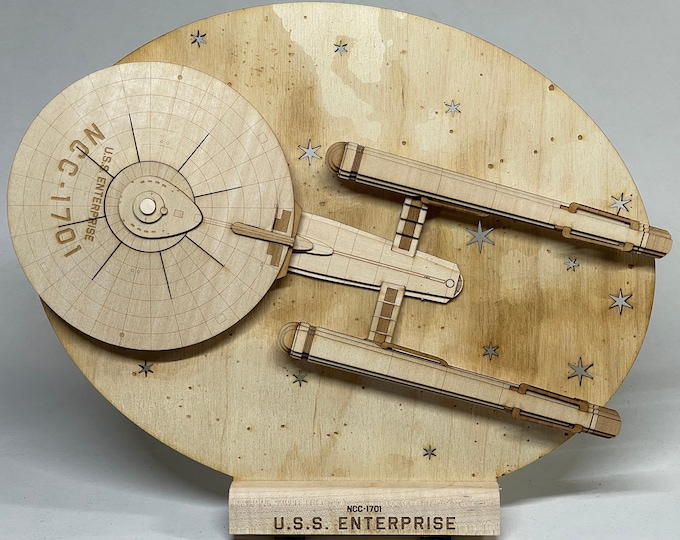 NCC-1701 USS Enterprise TOS Space Ship 8x10 3D Lasercut Wood Artwork - Etsy