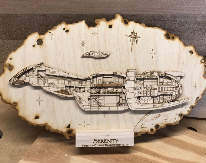 Serenity Firefly Space Ship CUTAWAY - 8"x10" - 3D Lasercut Wood Artwork ...
