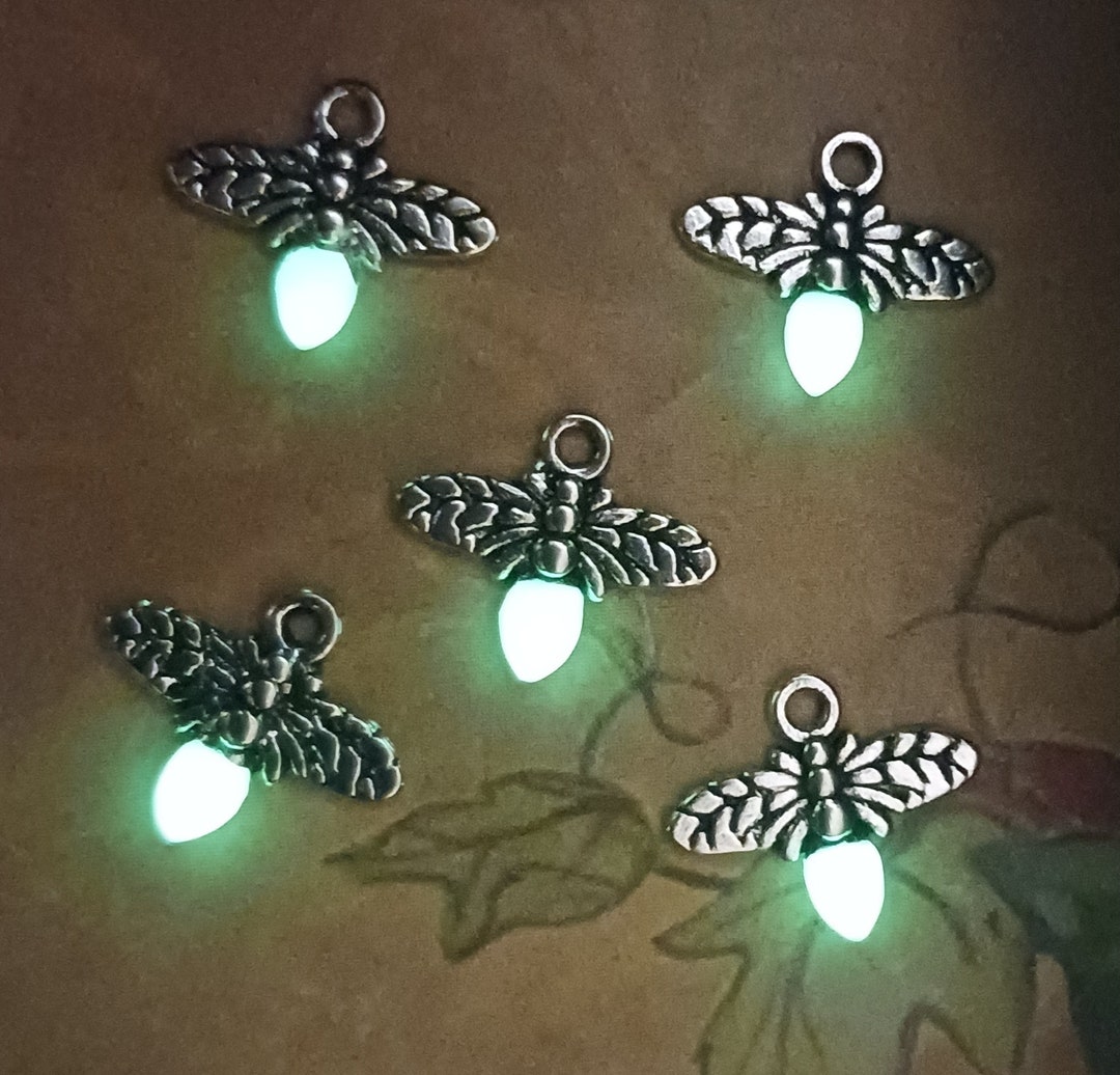 Tiny Firefly Charms, Antiqued Silver Color, Glow in Dark ...