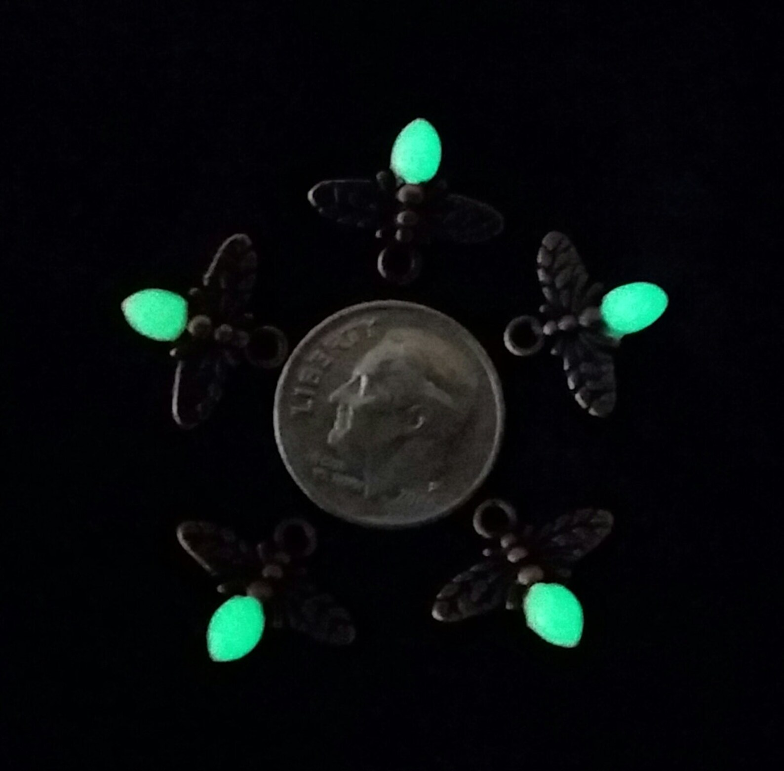 Glowing Firefly Charms Copper With White Abdomens 5 per Pack - Etsy
