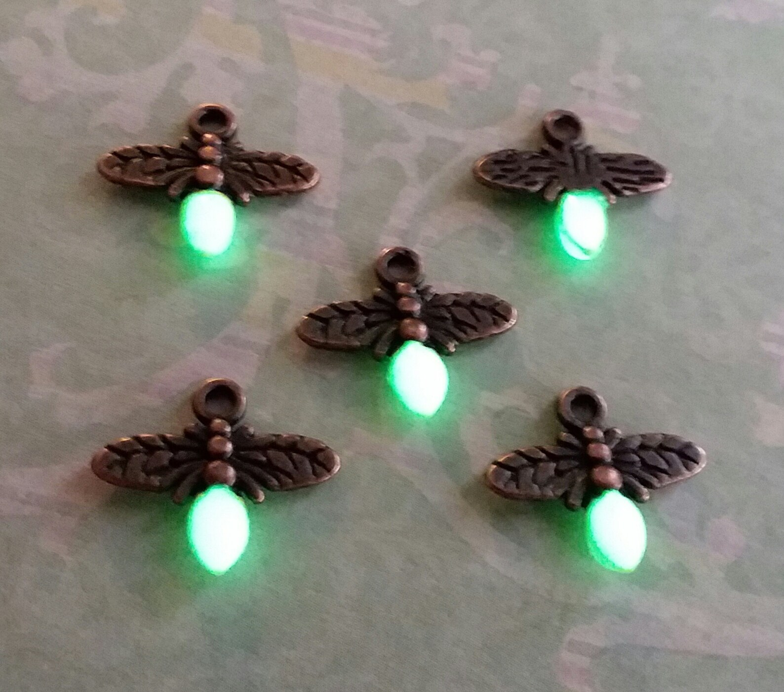 Glowing Firefly Charms Copper With White Abdomens 5 per Pack - Etsy