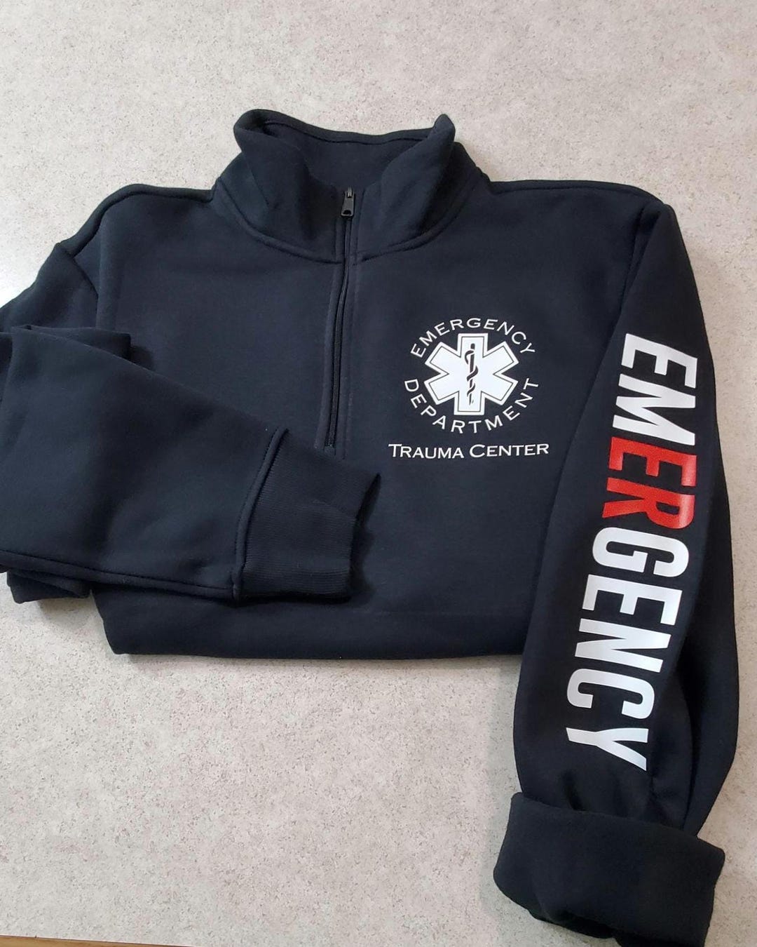 Trauma Center Emergency Staff Half Zip Sweatshirt or Tee, Personalized ...