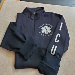 ICU Staff Half Zip Sweatshirt: Intensive Care Unit Nurse Gift - Etsy