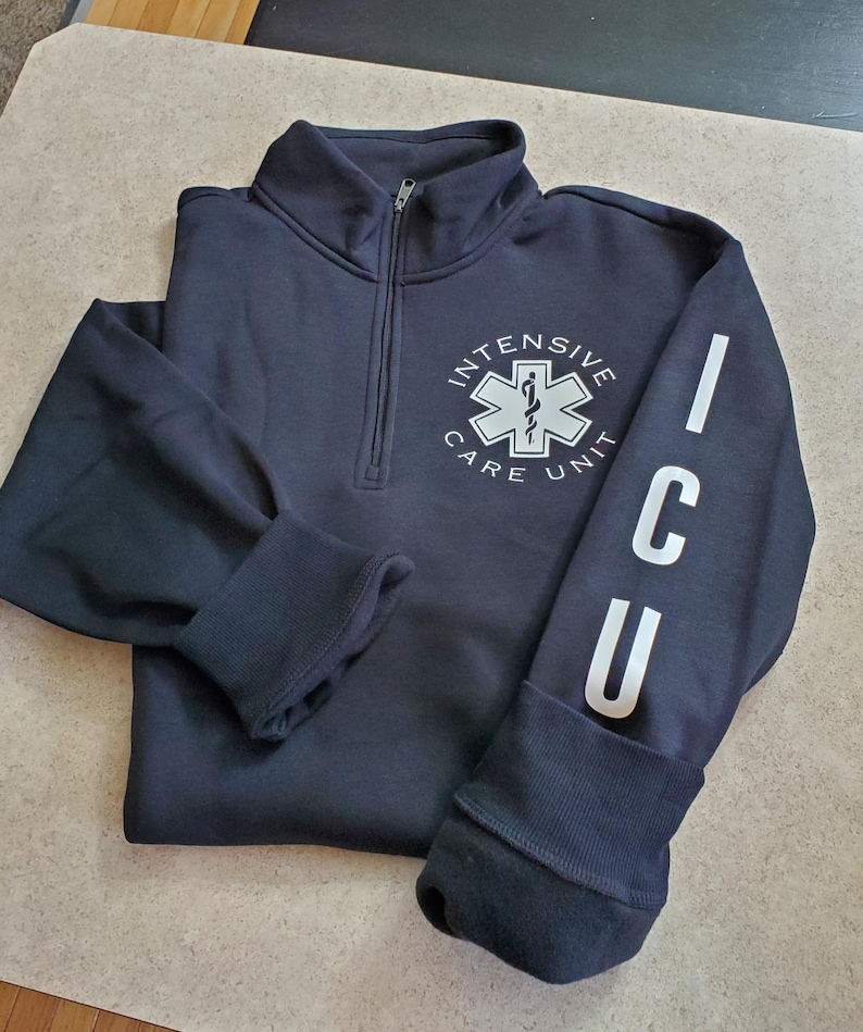 ICU Staff Half Zip Sweatshirt: Intensive Care Unit Nurse Gift - Etsy