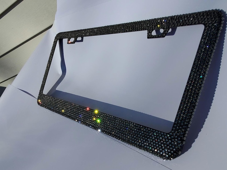 Custom Rhinestone License Plate Frame, Blinged Out Plate Holder With ...