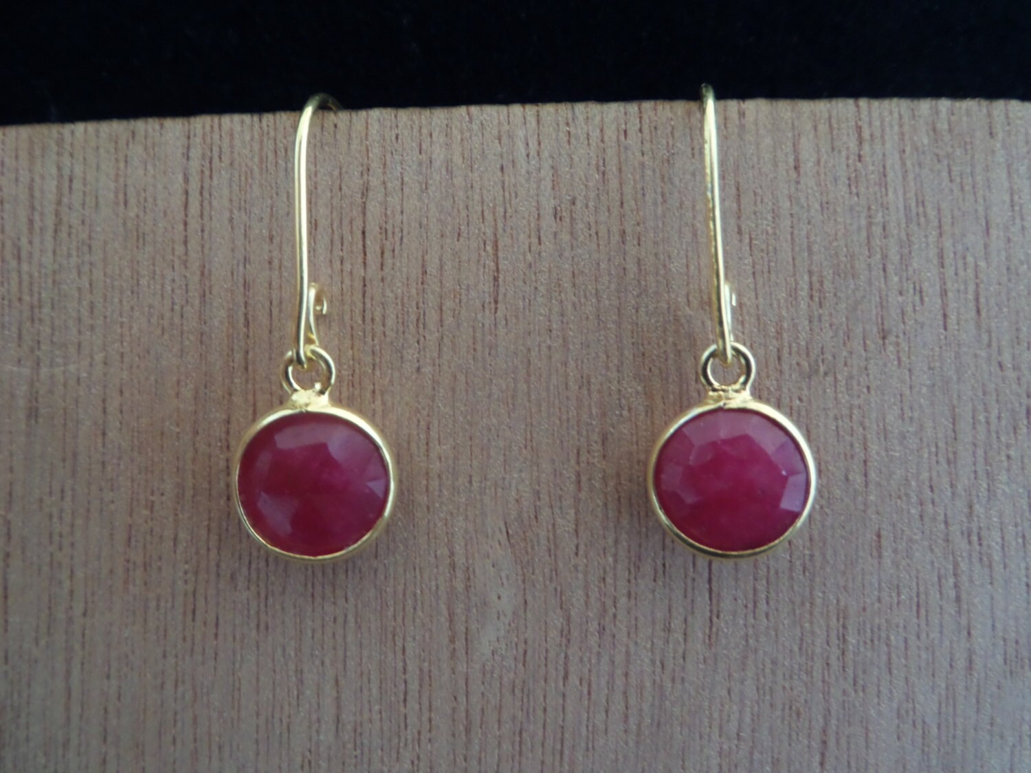 Elegant Gold Vermeil and Dyed Ruby Earrings - Etsy