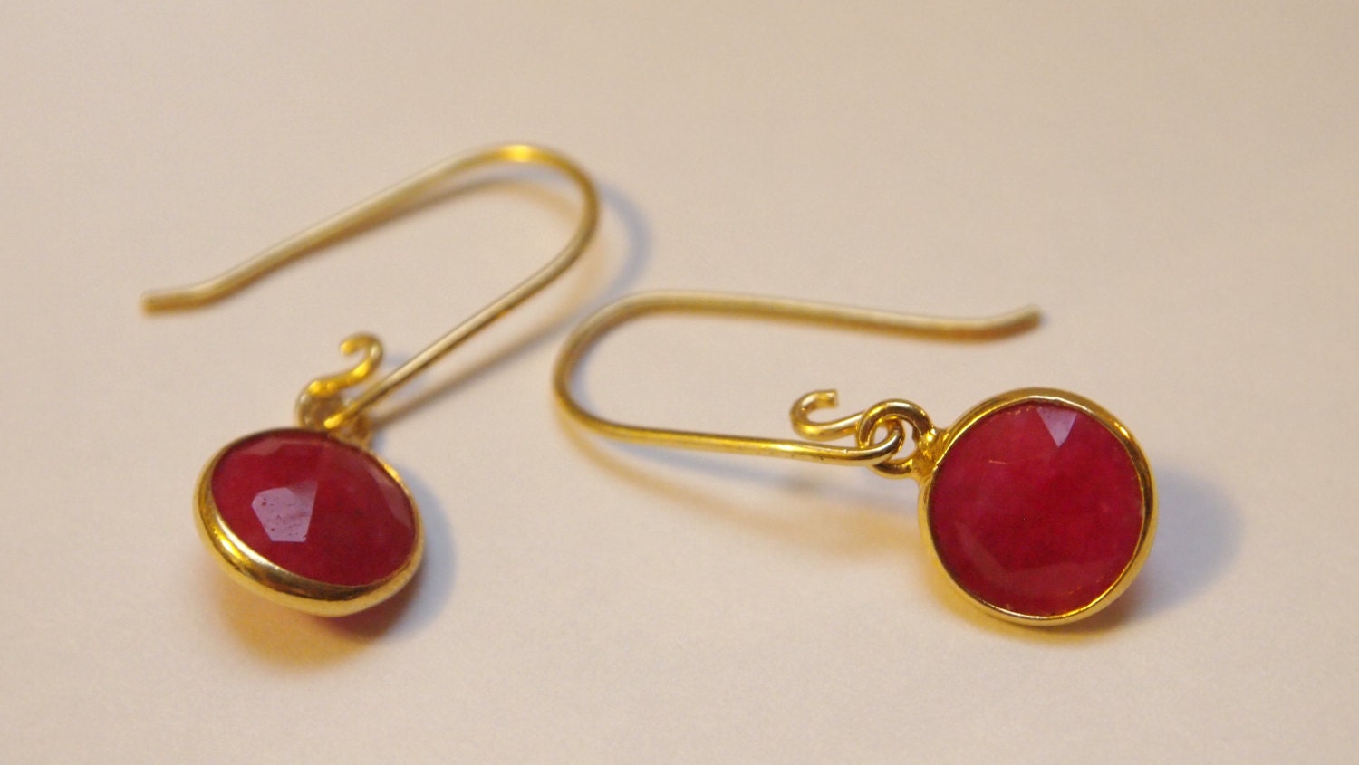 Elegant Gold Vermeil and Dyed Ruby Earrings - Etsy