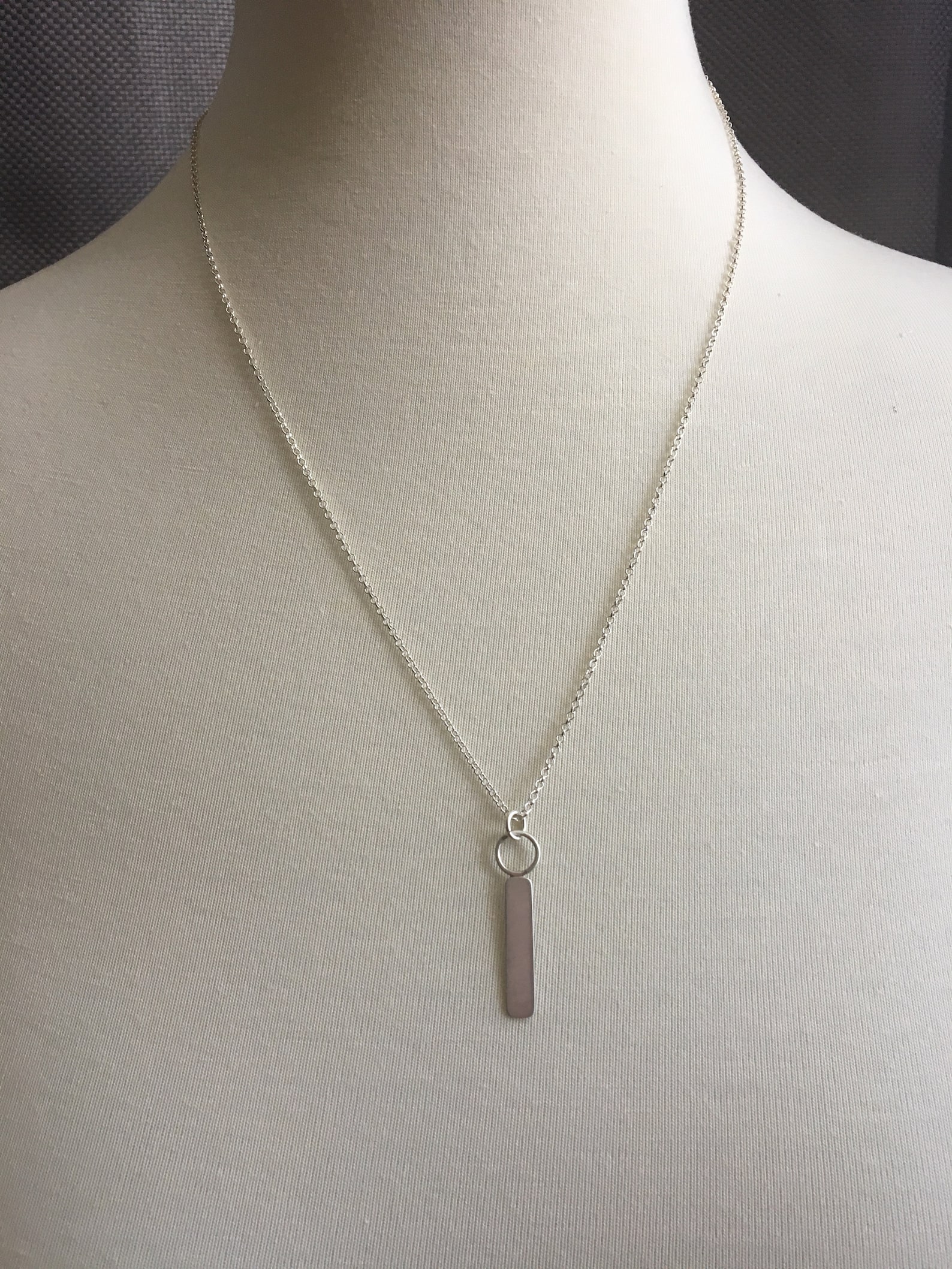 Sterling Silver Chain Necklace With Geometric Pendant - Etsy