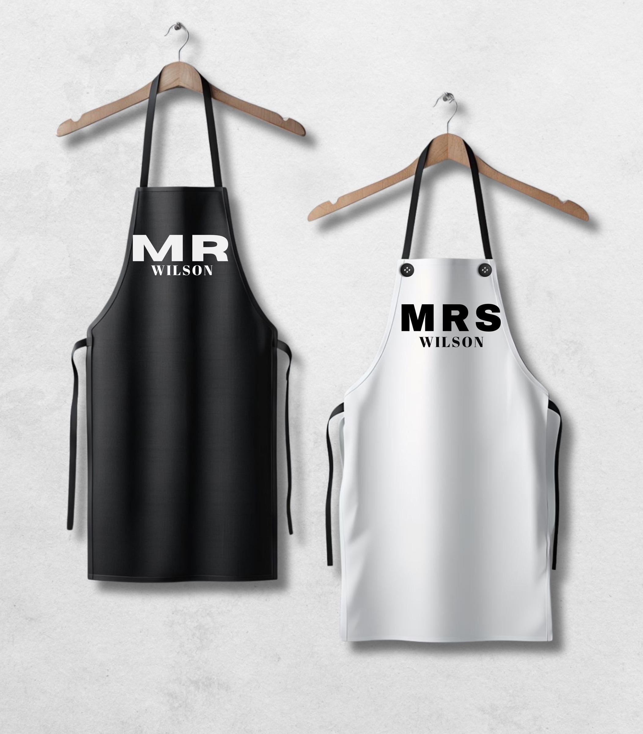 Wedding Day Mr Mrs Aprons, Personalized Matching Couple Apron, Custom ...