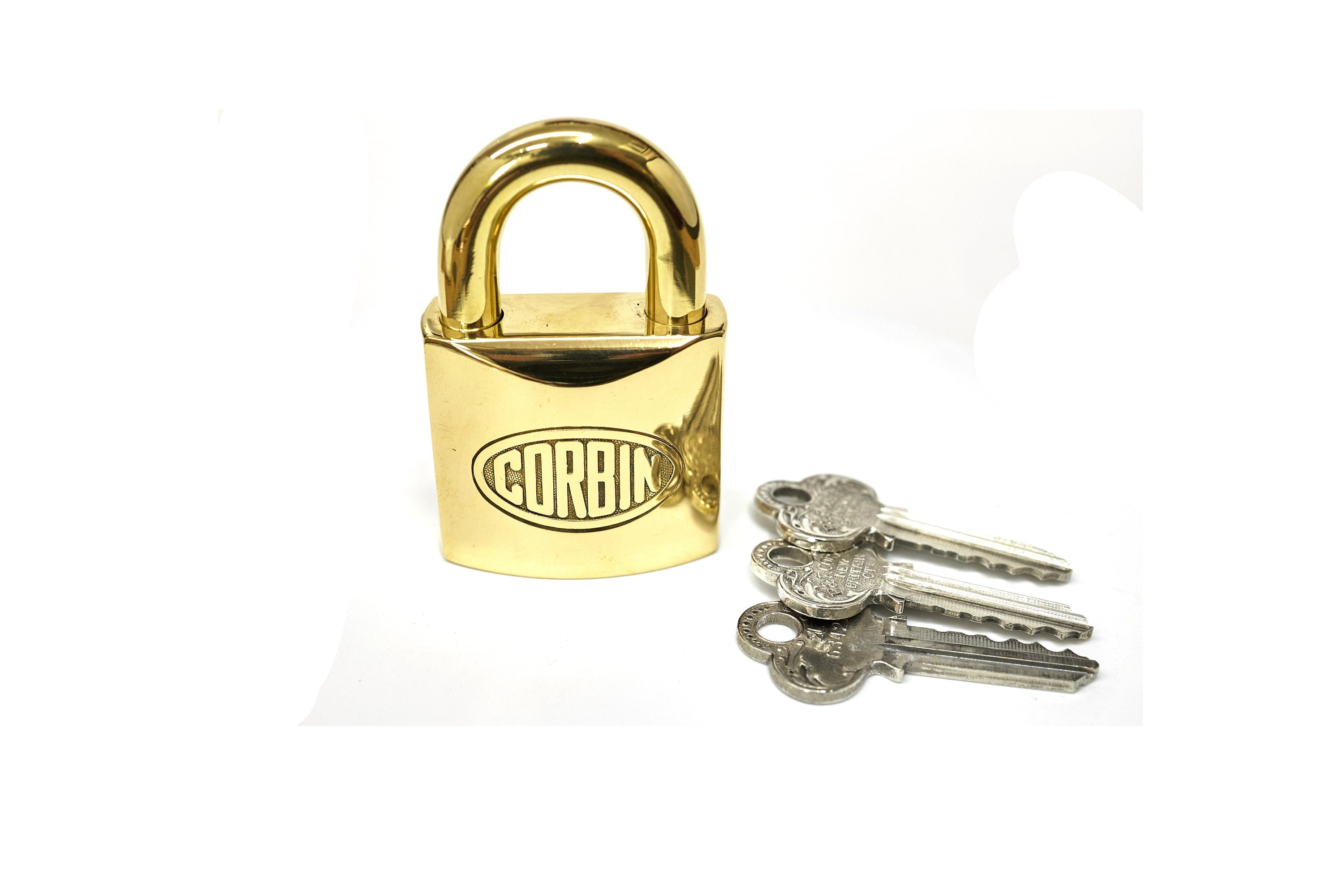 Vintage Corbin Brass Padlock with 3 keys