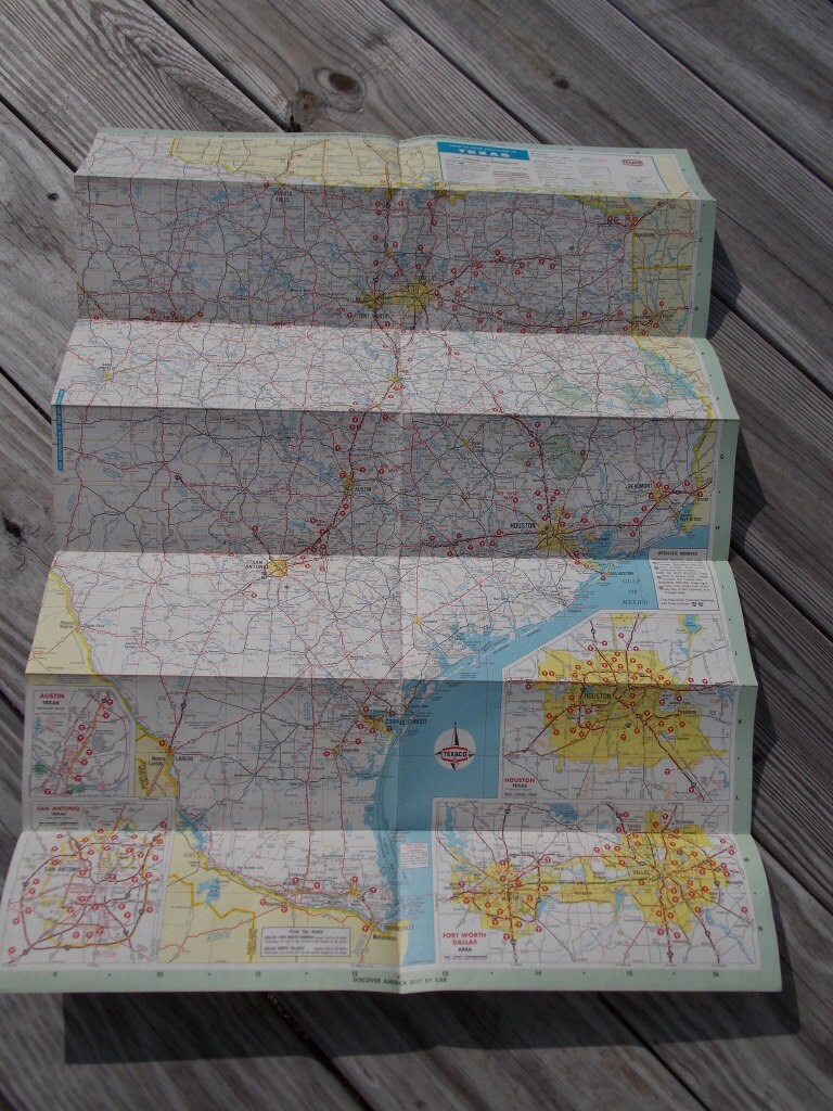 Texas folding road map from Texaco 1968 edition