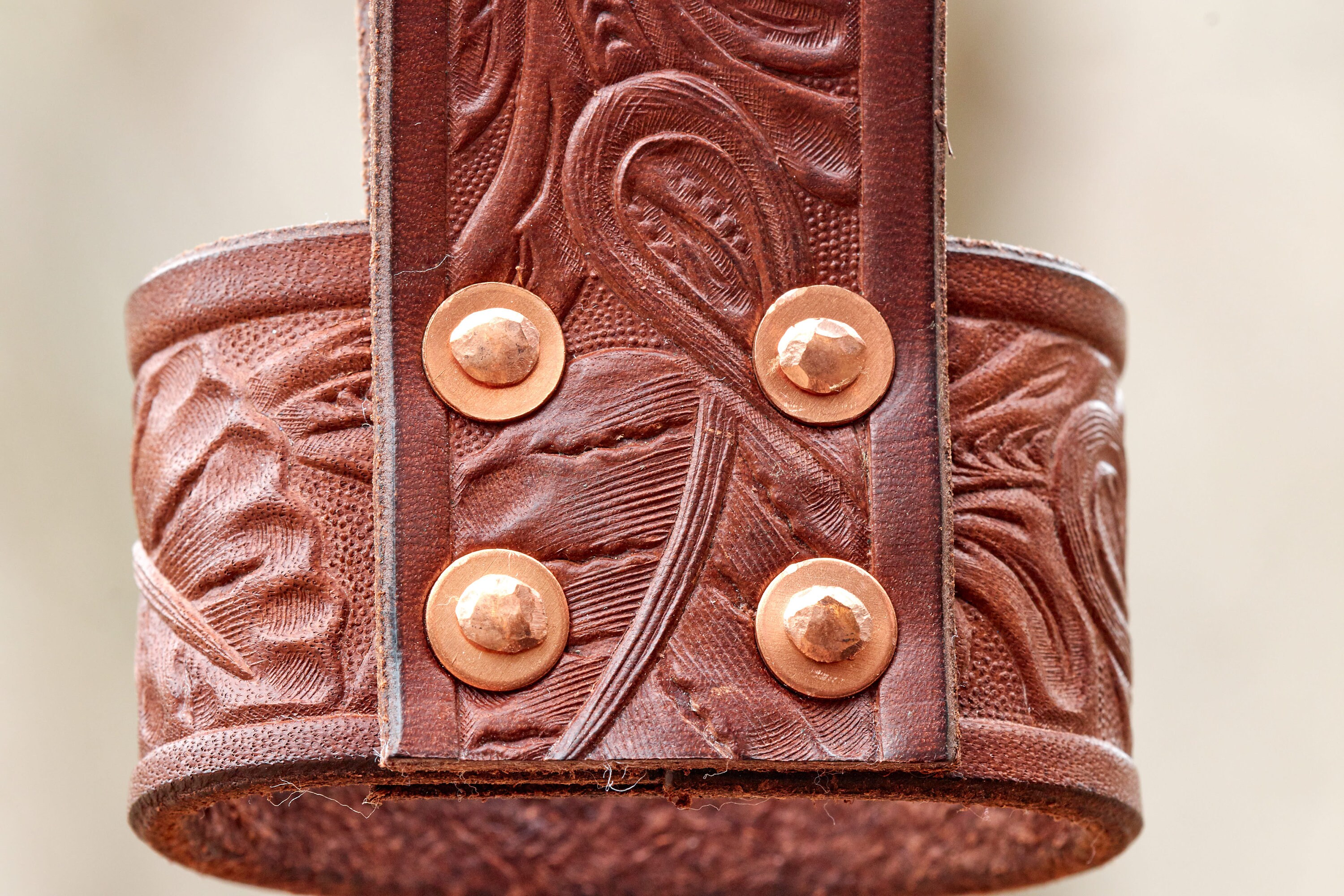Axe/Hatchet belt carrier handmade leather with copper rivets