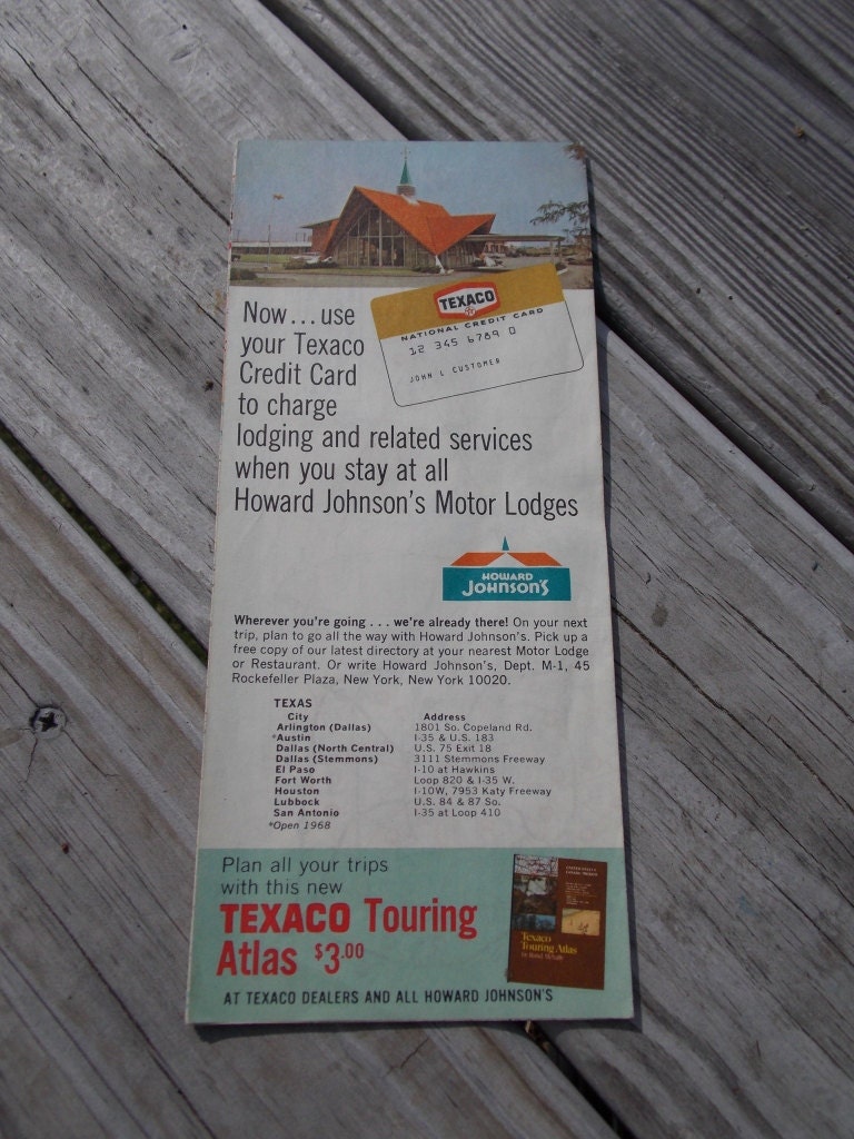 Texas folding road map from Texaco 1968 edition