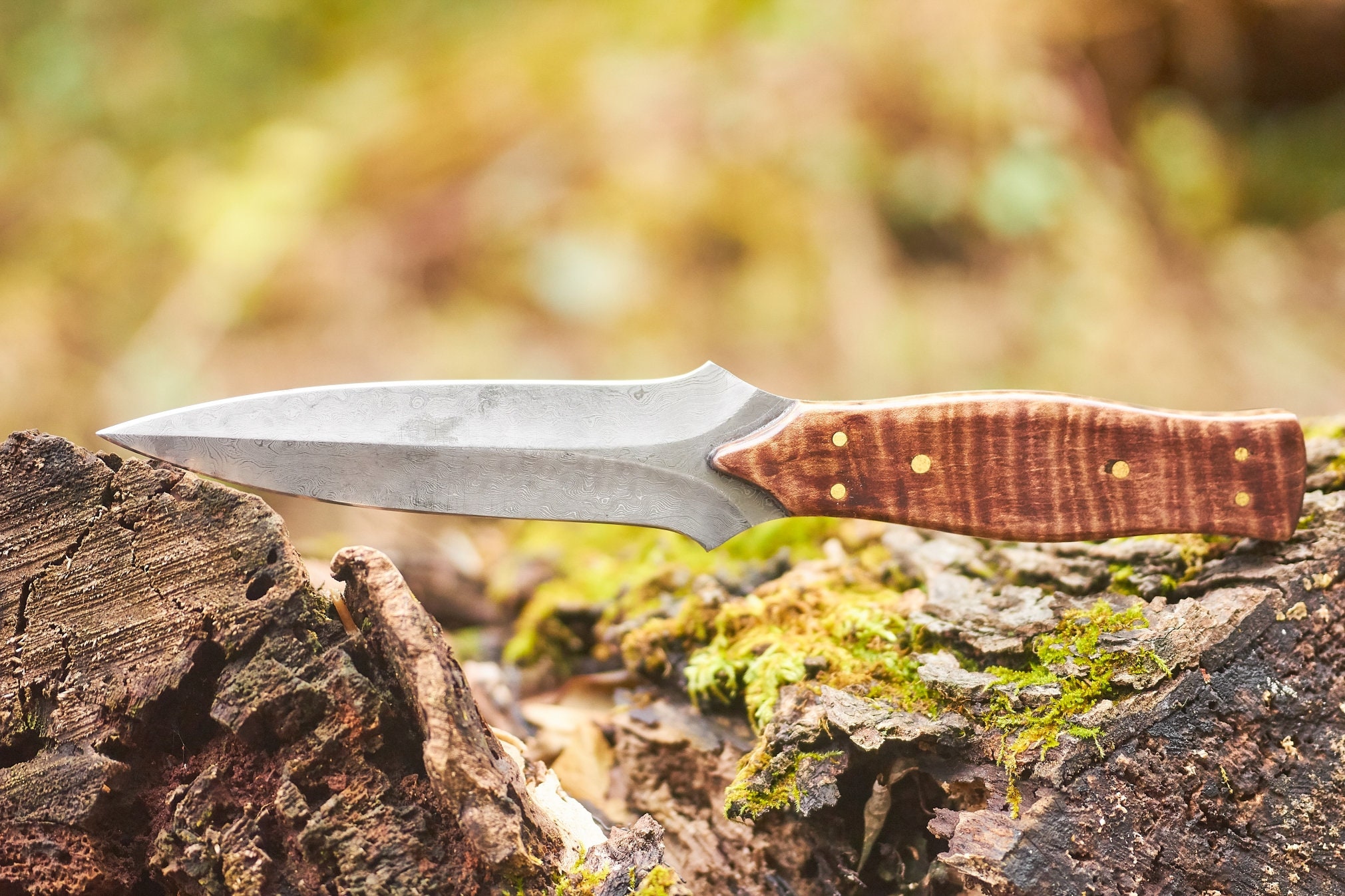 knife Damascus steel handmade dagger with hand stitched leather sheath