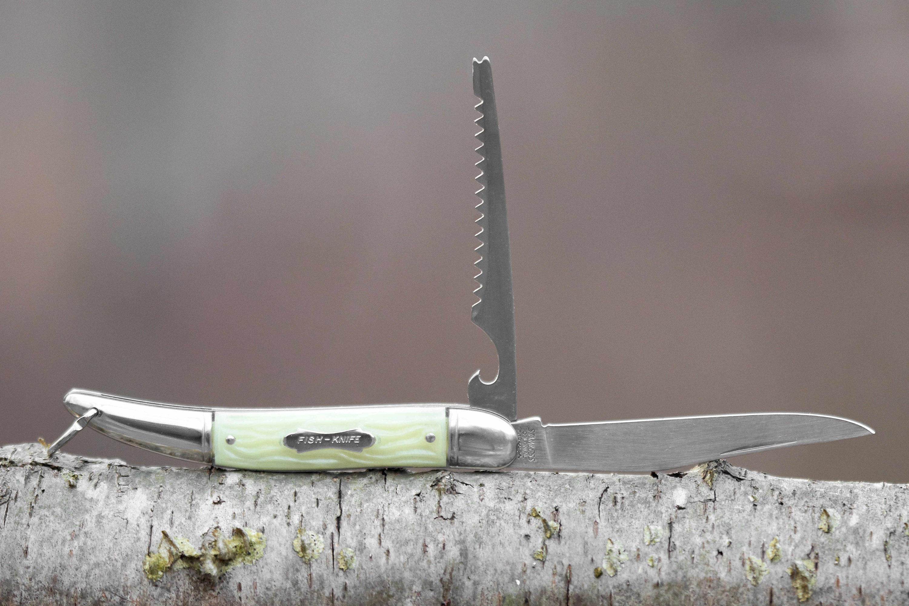 Vintage Colonial Fish knife with glow in the dark handle