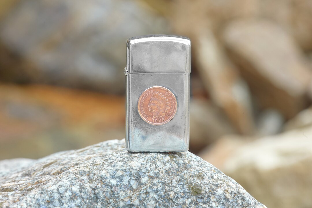 Zippo Slim Lighter With Indian Head Penny - Etsy