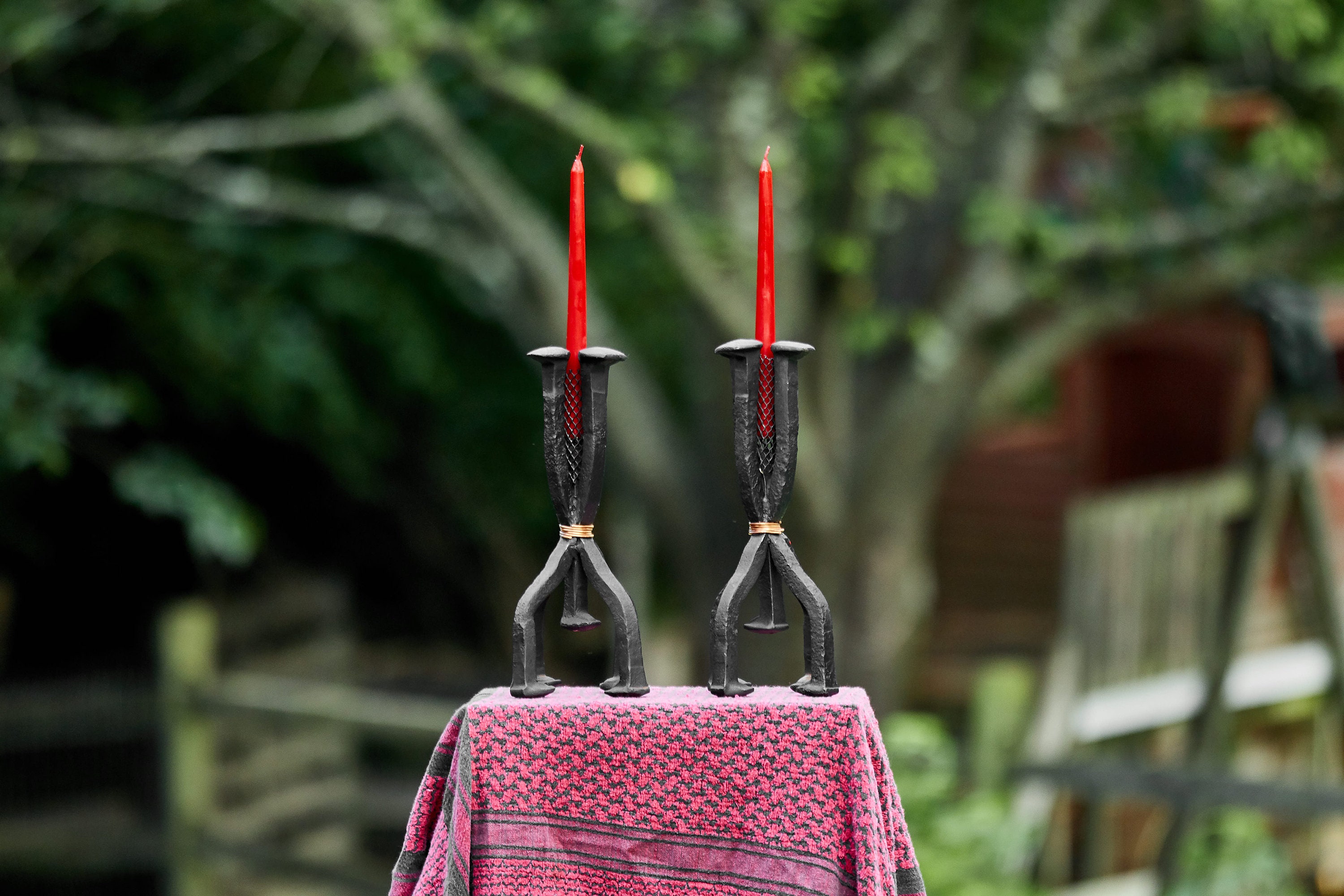 Railroad Spike Candle Holders set - handmade weld art