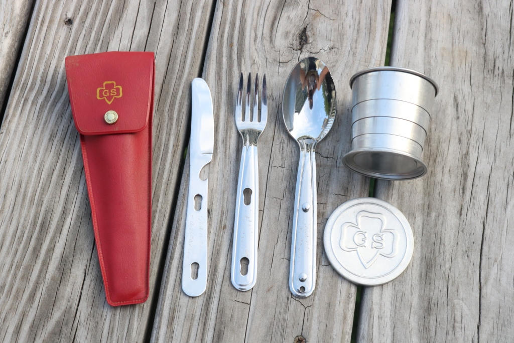 Girl Scout eating Utensils and Girl Scout cup