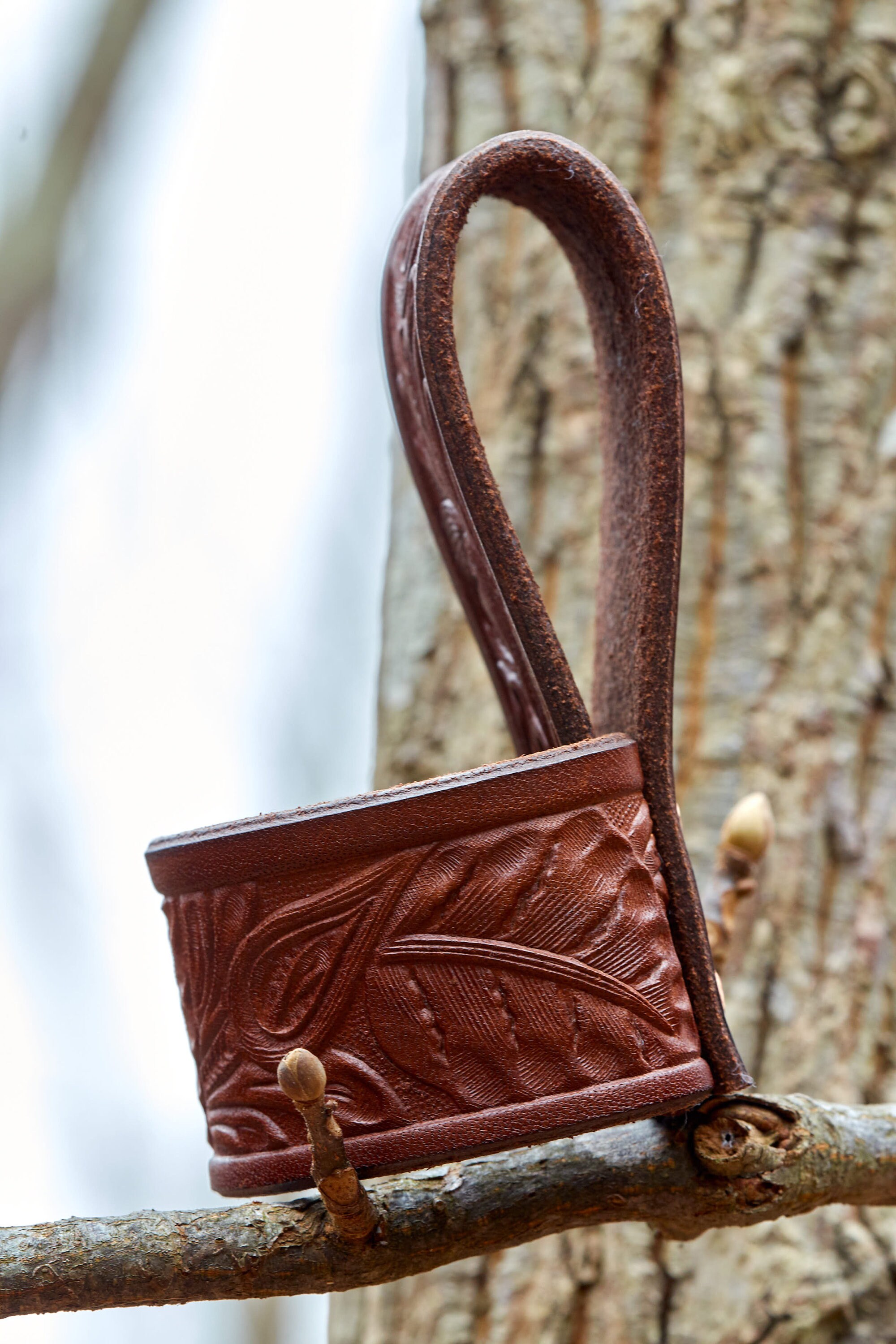 Axe/Hatchet belt carrier handmade leather with copper rivets