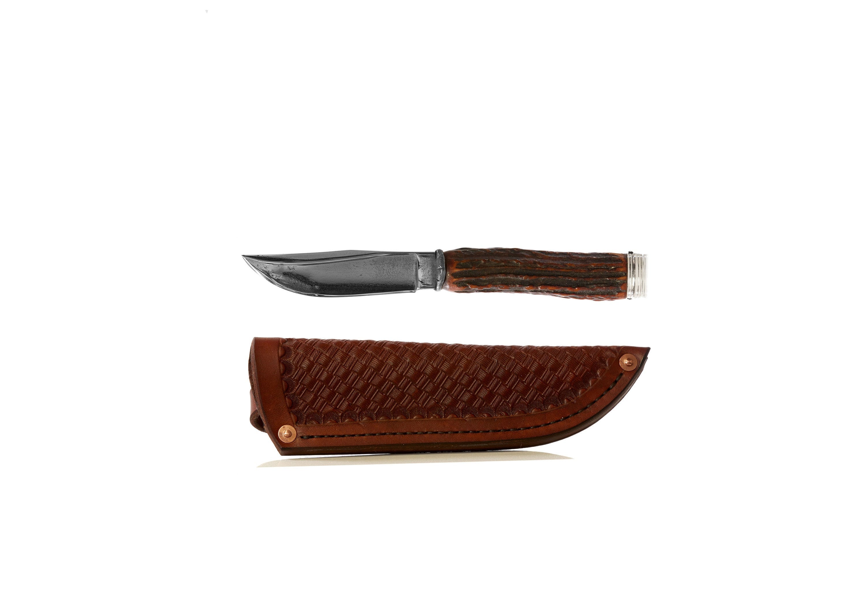 Vintage Fixed Blade Knife with Handmade leather sheath