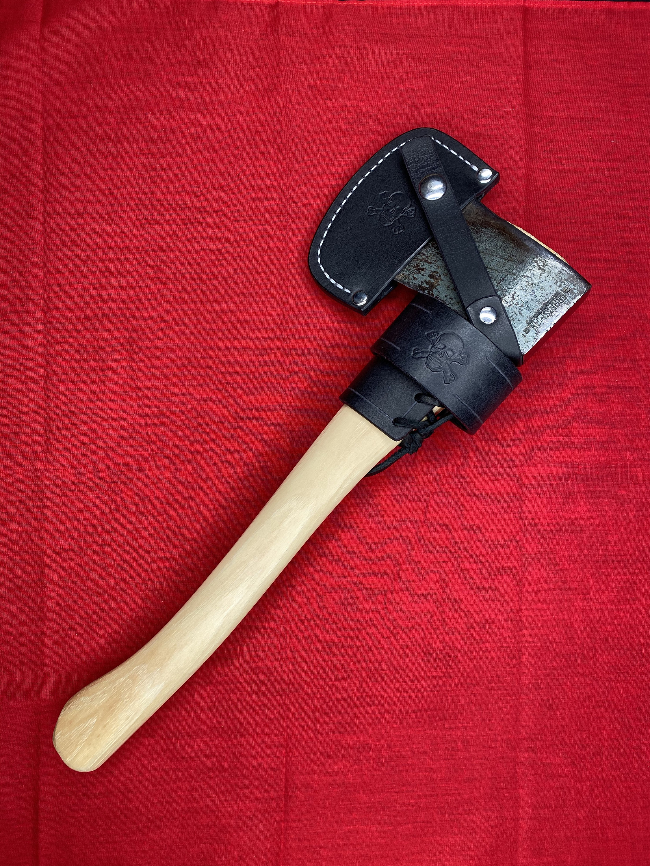 Vintage Craftsman Hatchet with Black Leather Skull sheath Belt Hanger ...