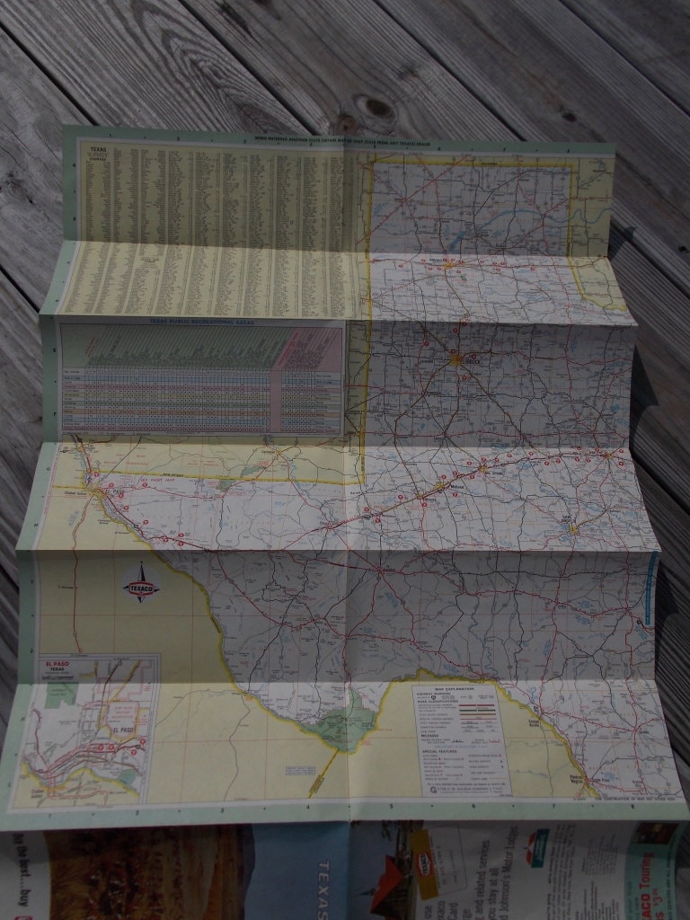 Texas folding road map from Texaco 1968 edition