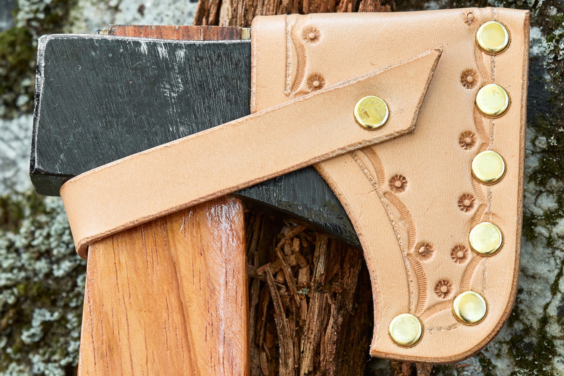 Small hatchet with leather sheath