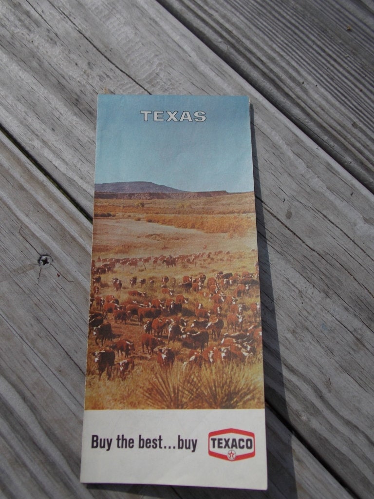 Texas folding road map from Texaco 1968 edition