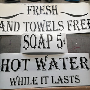 Vintage Bathroom Signs, Fresh Hand Towels Free, Bathroom Wall Decals ...